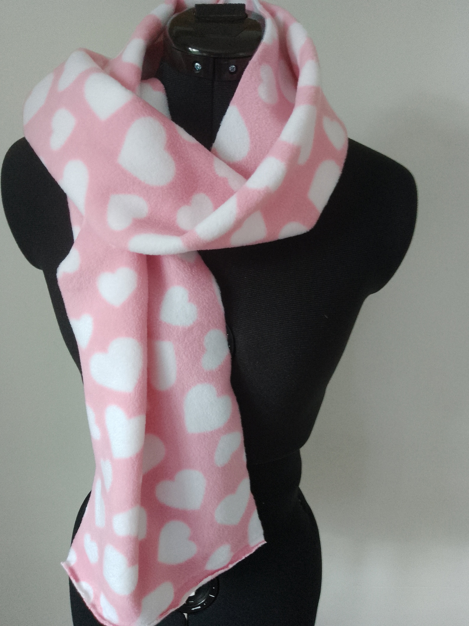 Super Soft Fleece Scarf 59 in X 10 in Gift for Her, Kids, White Hearts ...