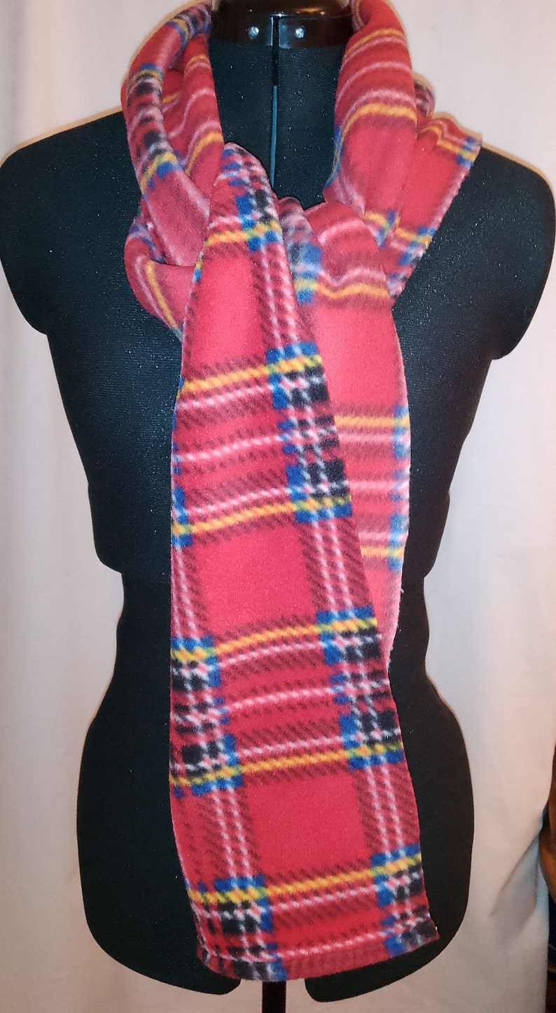 Scarf Red Royal Stewart Tartan Fleece Scarf Neck Warmer, Soft Warm ...