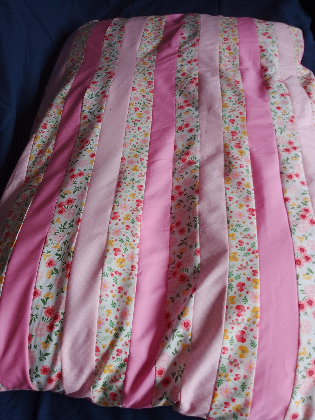 Pink Striped Quilt Single Bed Very Warm Unique Covered Duvet 30 in X 42 ...