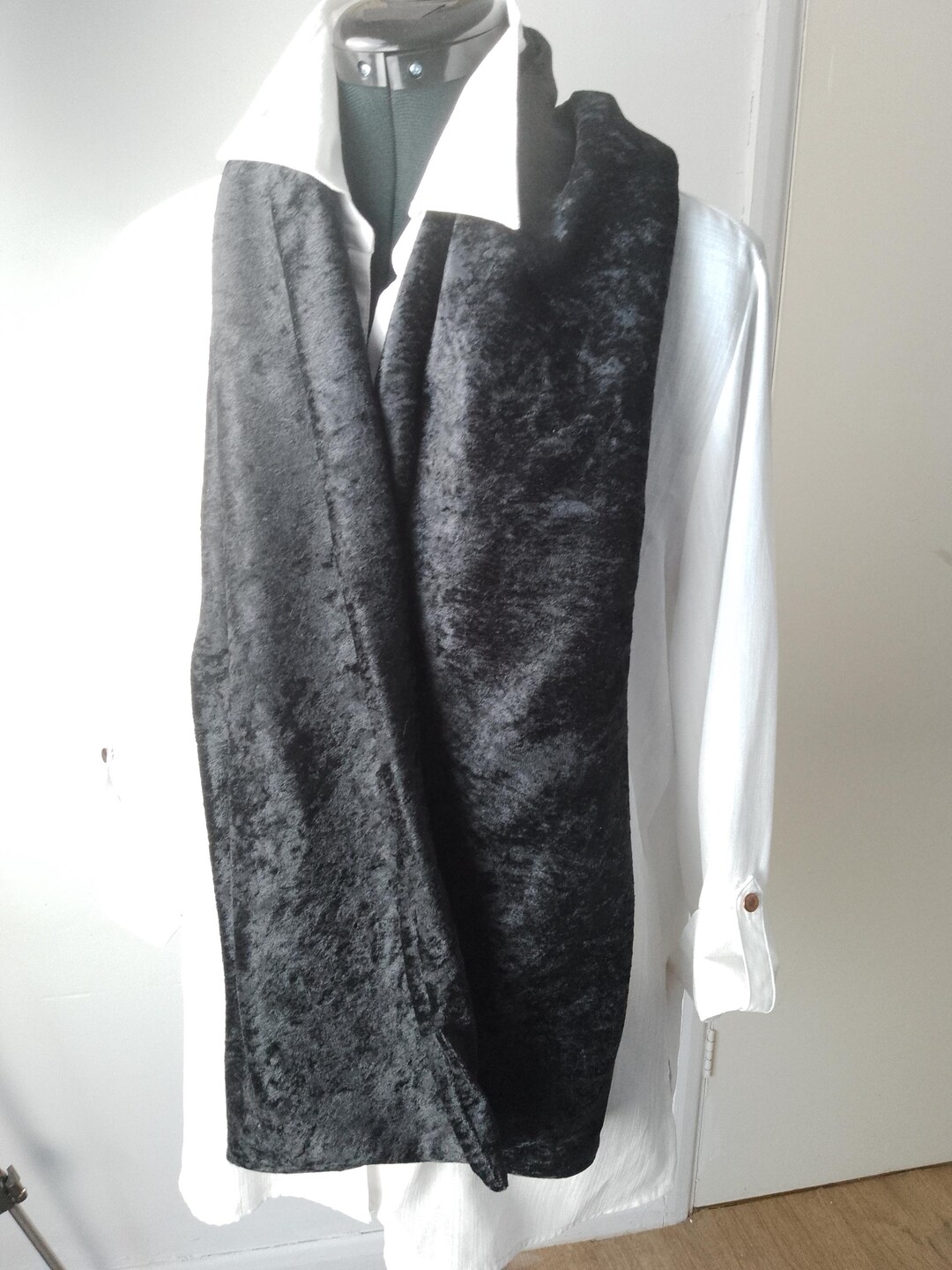 Black Crushed Velvet Scarf Glamourous 63 in Long X 12 in Long Soft ...