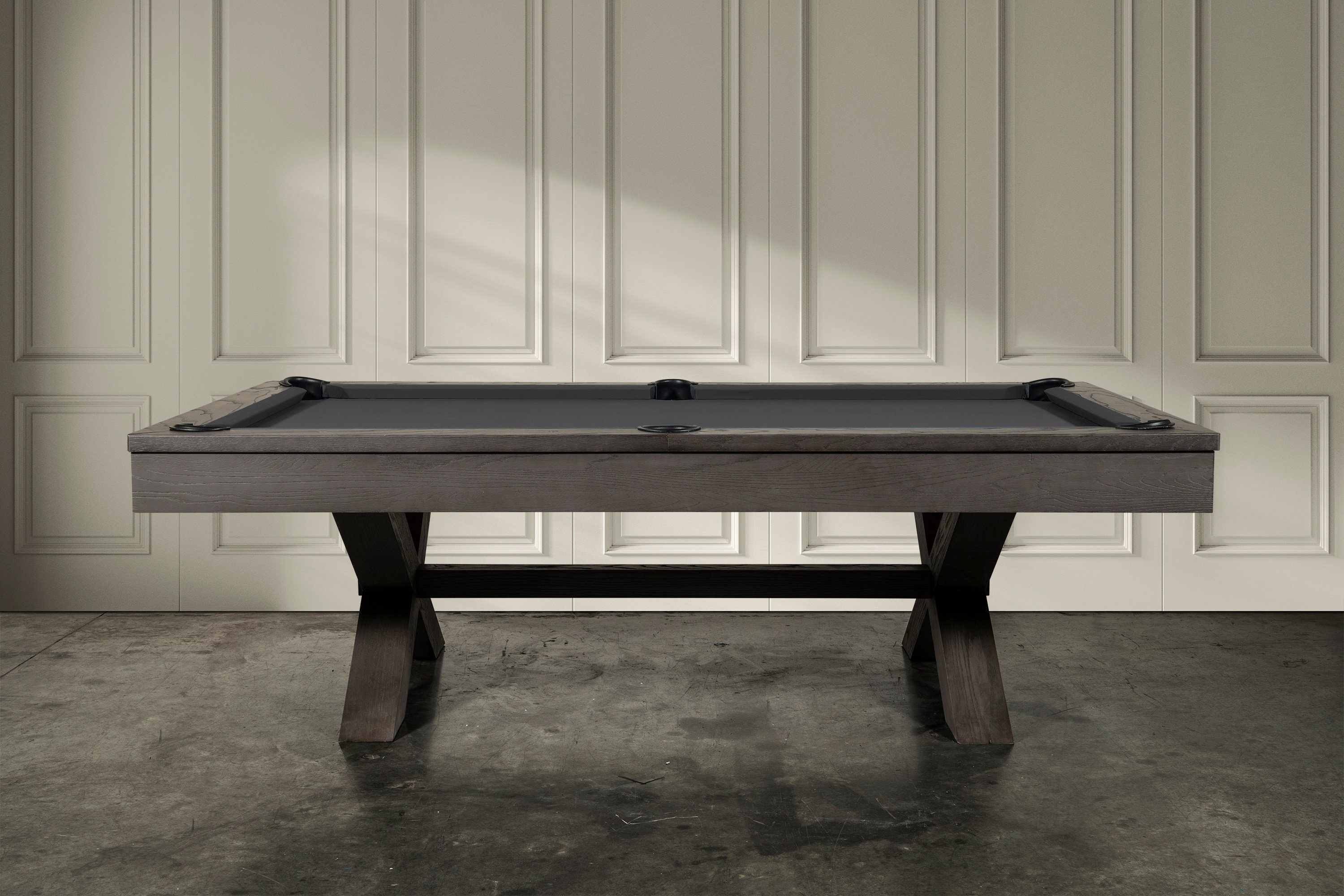 Crissycross Slate Pool Table in Charcoal W/ Dining Top Option | Free ...