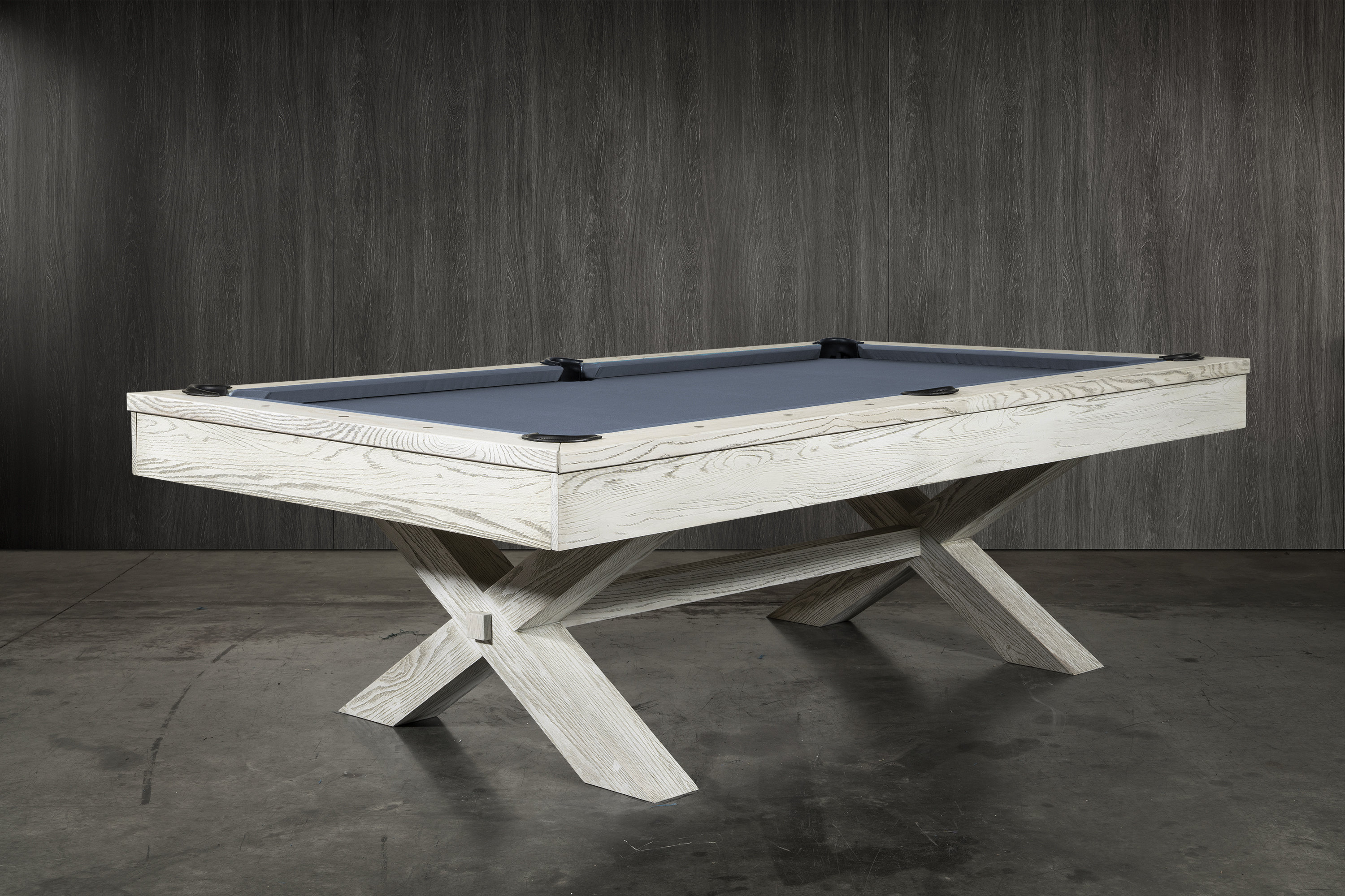 Crissycross Slate Pool Table in Whitewash W/ Dining Top Option | Free ...