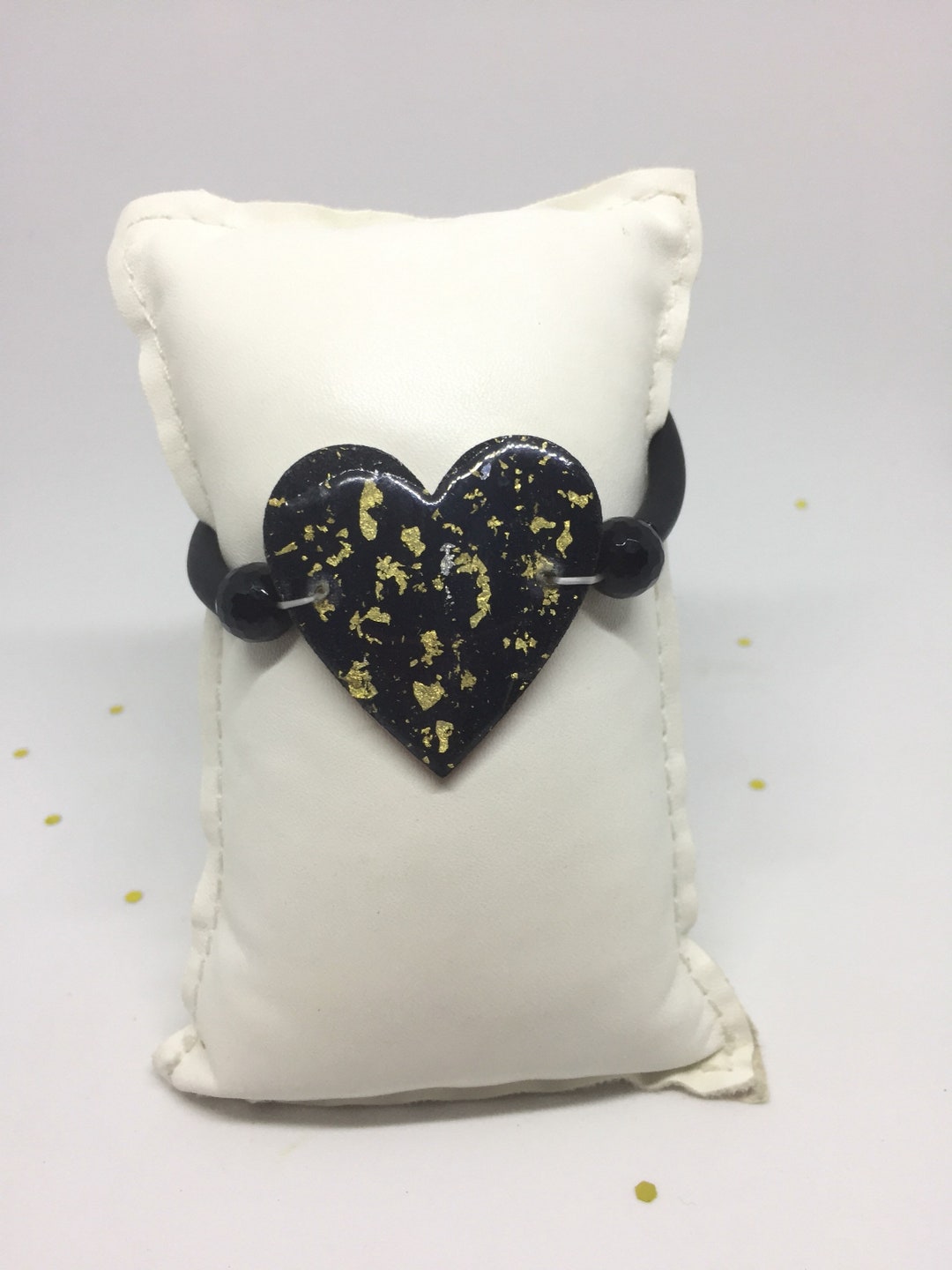 Rubber Forearm Bracelet With Black Resined Heart - Etsy
