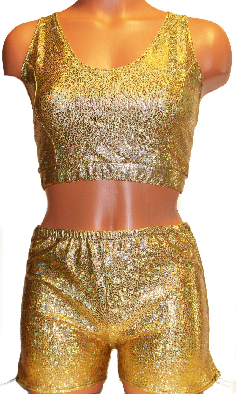 Shiny Gold Bralette and Booty Shorts Festival Clothes Pole - Etsy