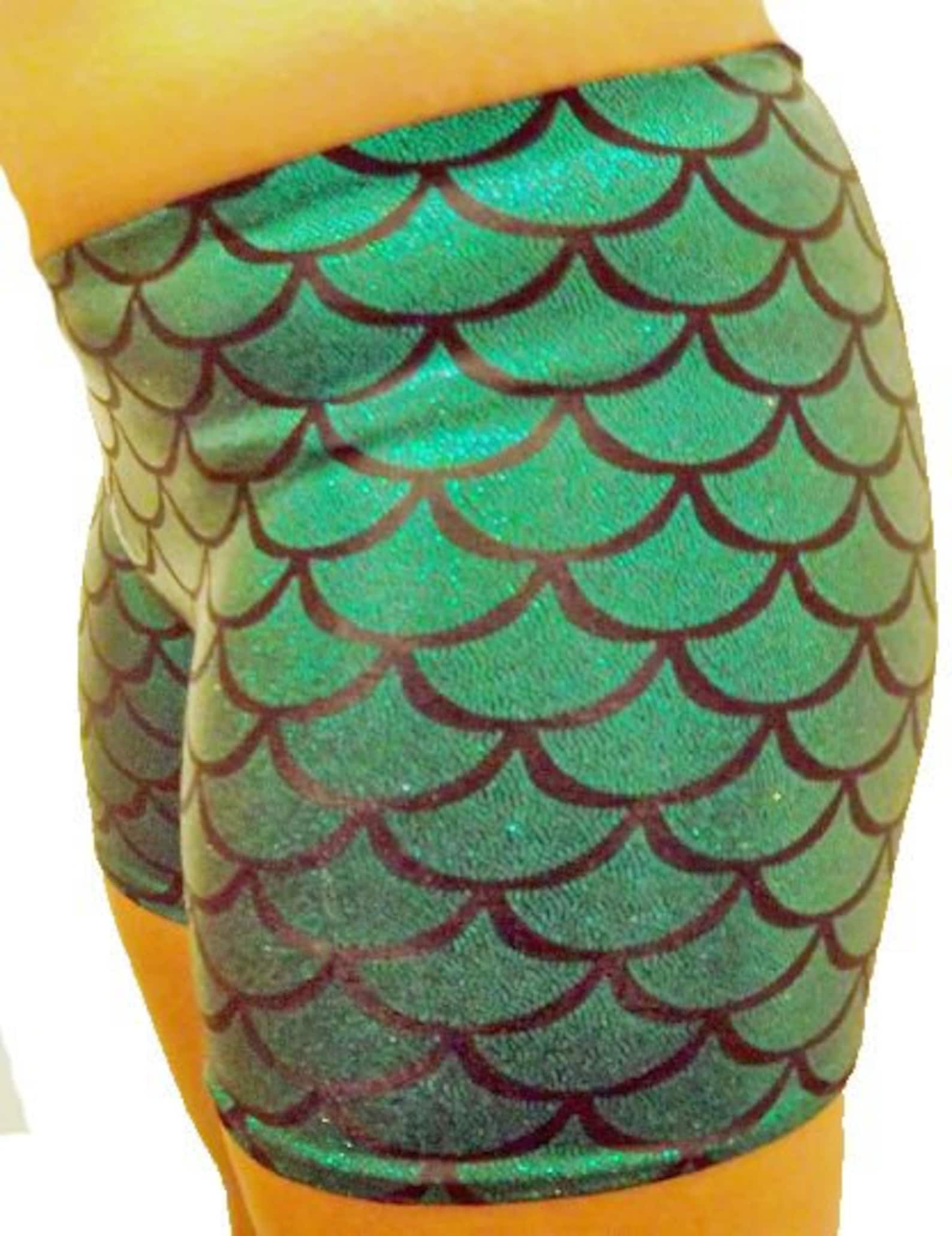 Green Mermaid Shorts, Meggings, Merman Bike Shorts, Running Shorts, Men ...
