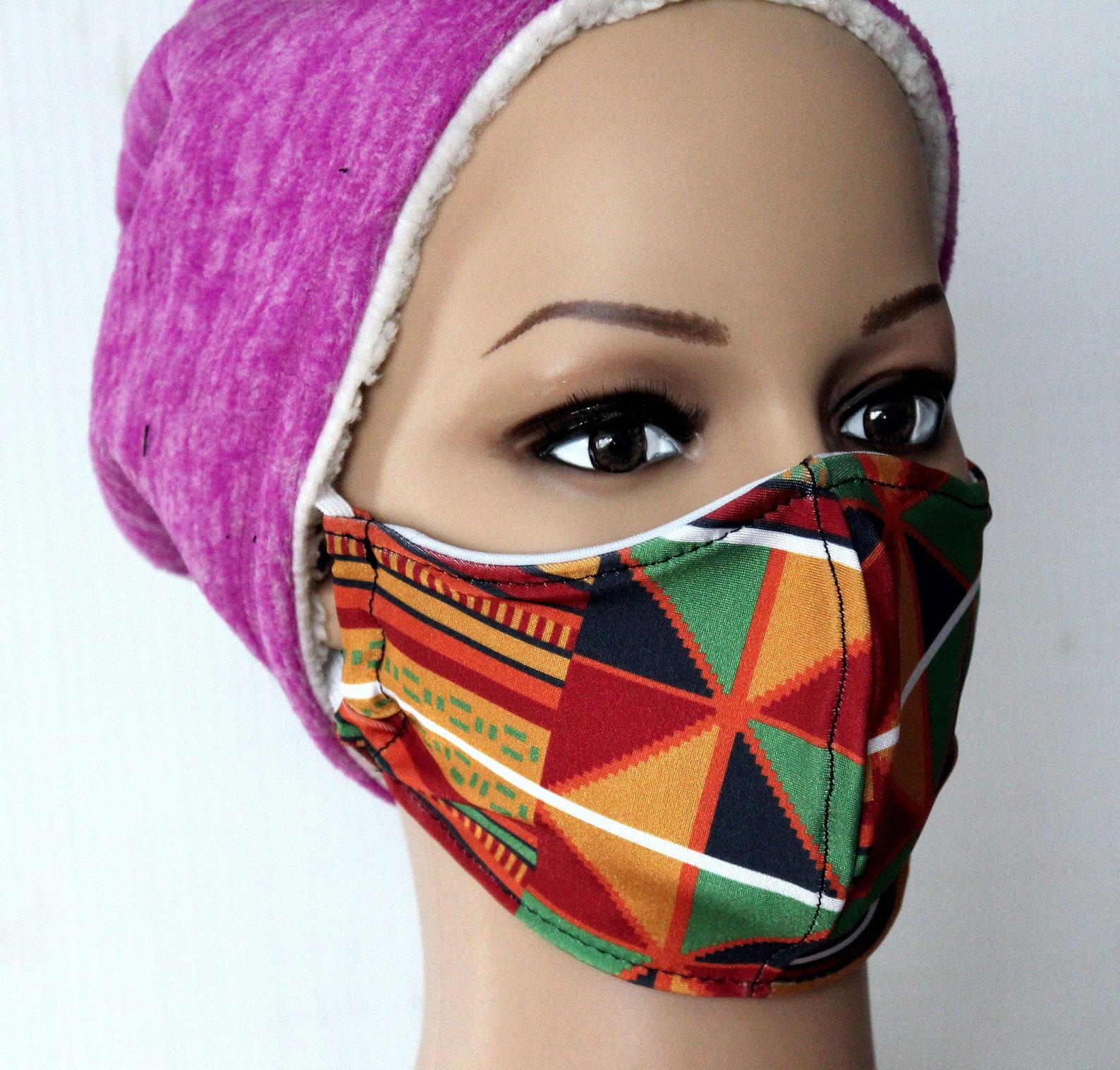 African Print Face Mask With Pocket for Filter, Reusable, Washable ...