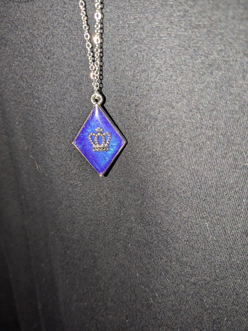 Royal Blue and Silver Crown Pendant - Etsy