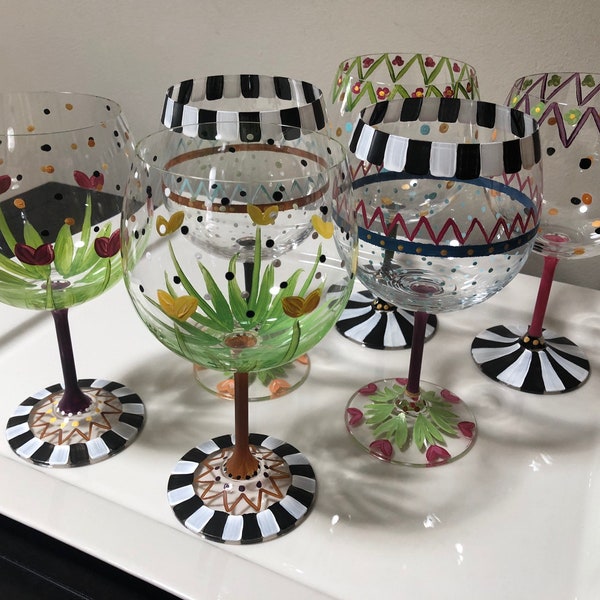 Hand Painted Wine Glasses - Etsy