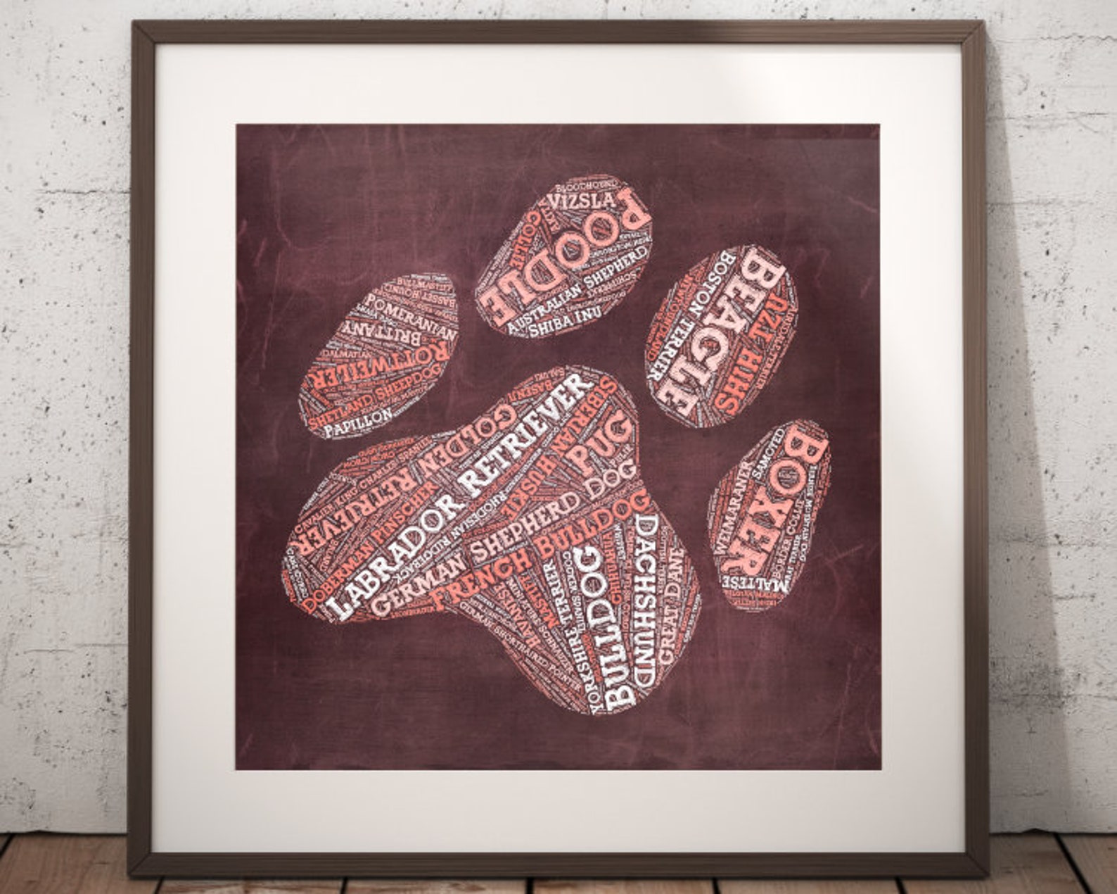 Dog Paw Print Poster Made From A List of the Most Popular Dog - Etsy