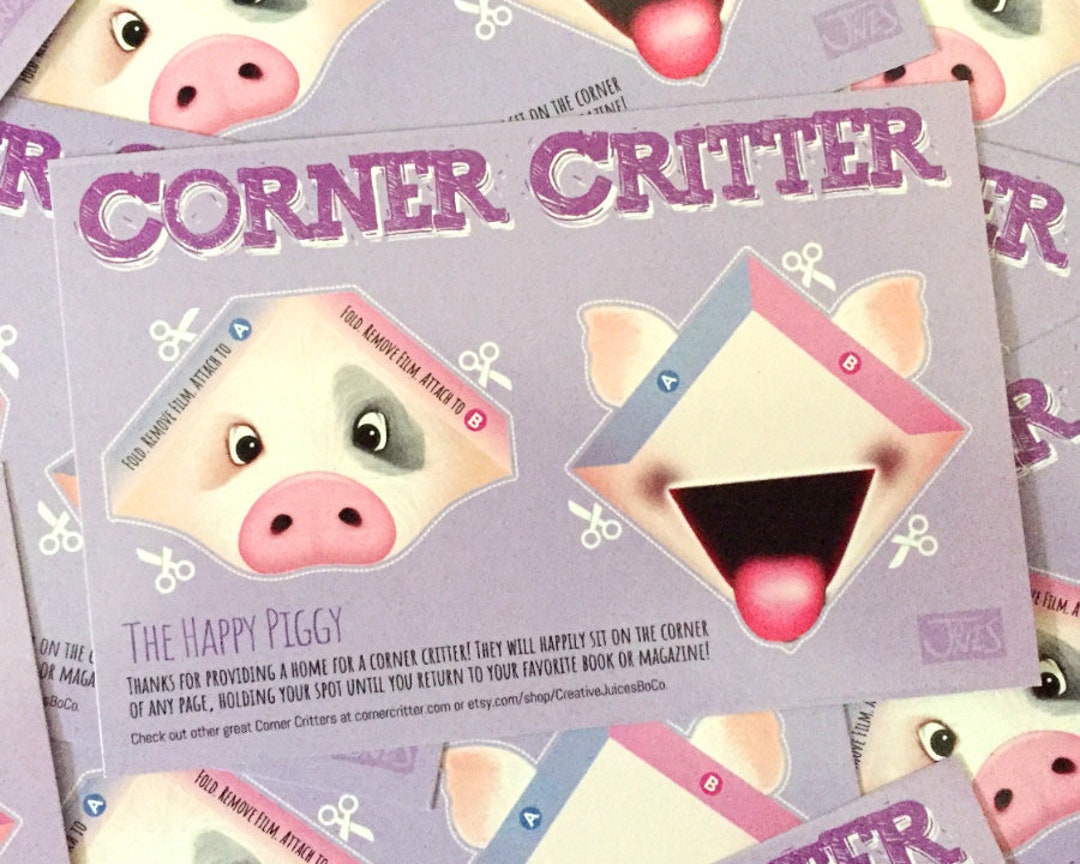 Corner Critter - the Happy Piggy Bookmark, Cute Pig Bookmark, Animal ...
