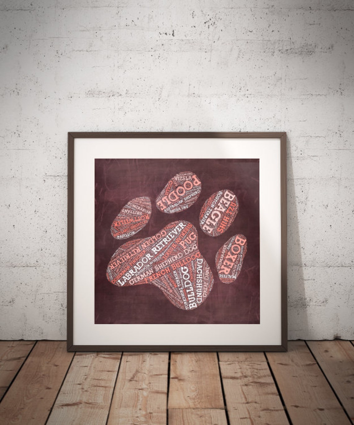 Dog Paw Print Poster Made From A List of the Most Popular Dog - Etsy