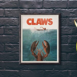Claws Poster - Maine Lobster Wall Art Print - Funny Movie Poster ...