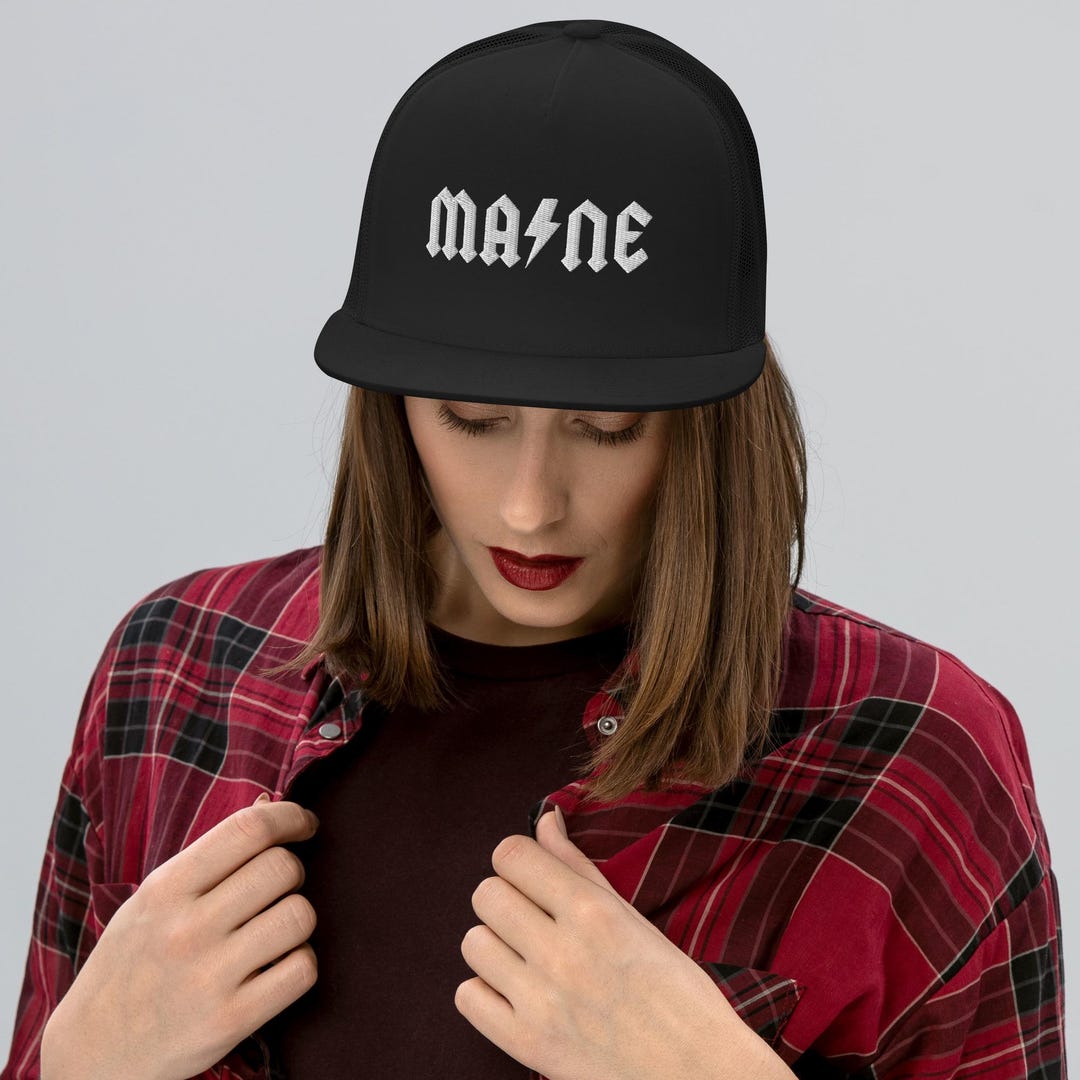 Maine ACDC Hat - Flat-billed Trucker Hat - Snapback Maine Baseball Cap ...