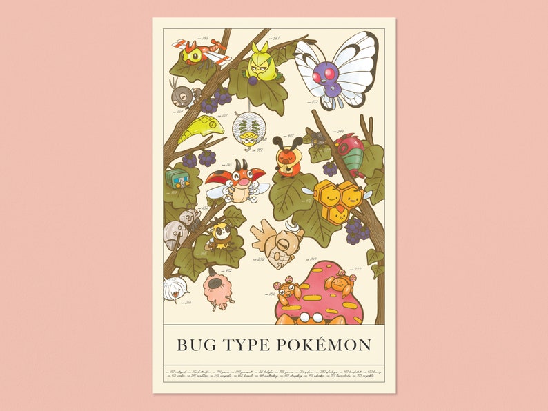 Bug Type Pokemon Poster - Etsy