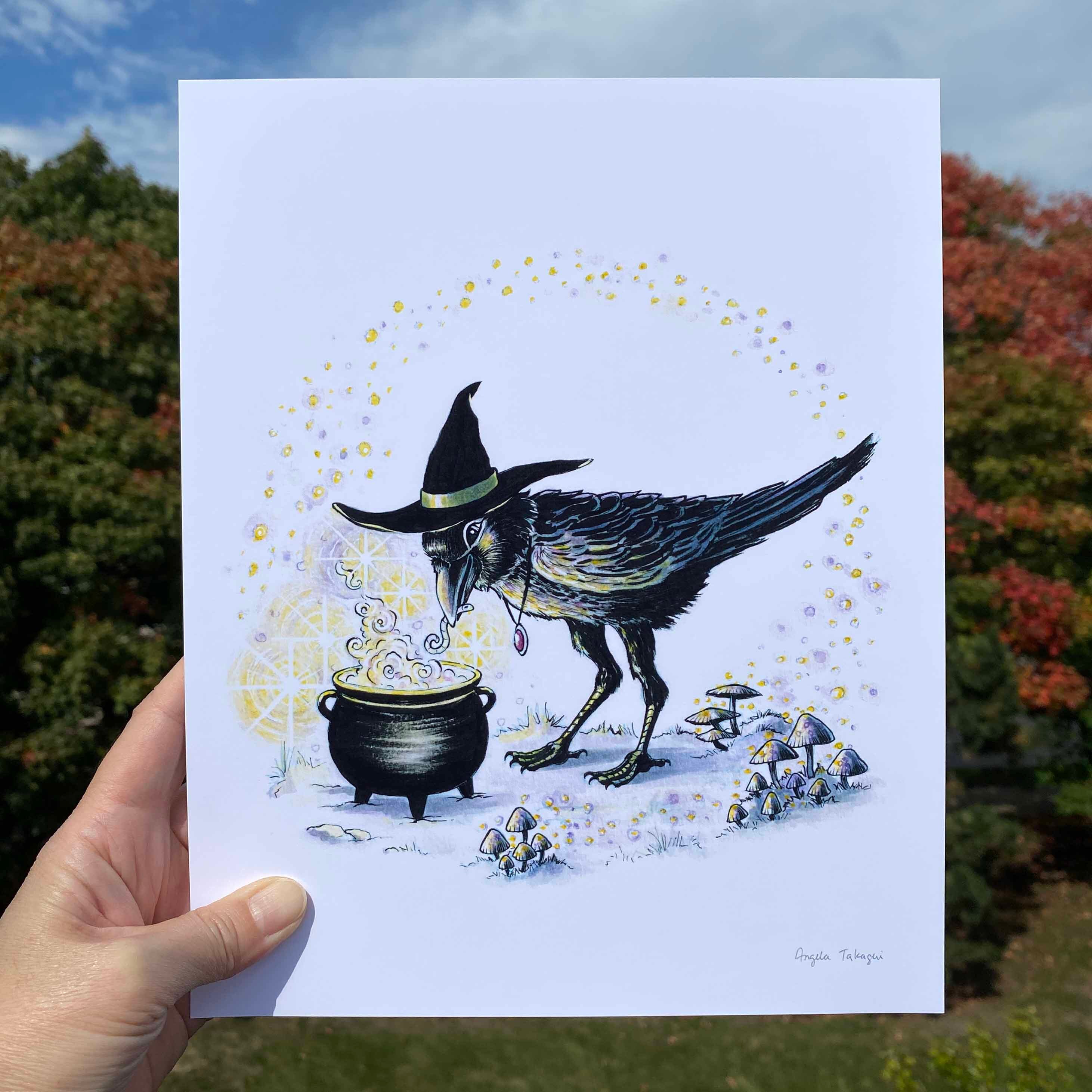 Magic Crow and Mushroom Potion Halloween Raven Wall Decor - Etsy