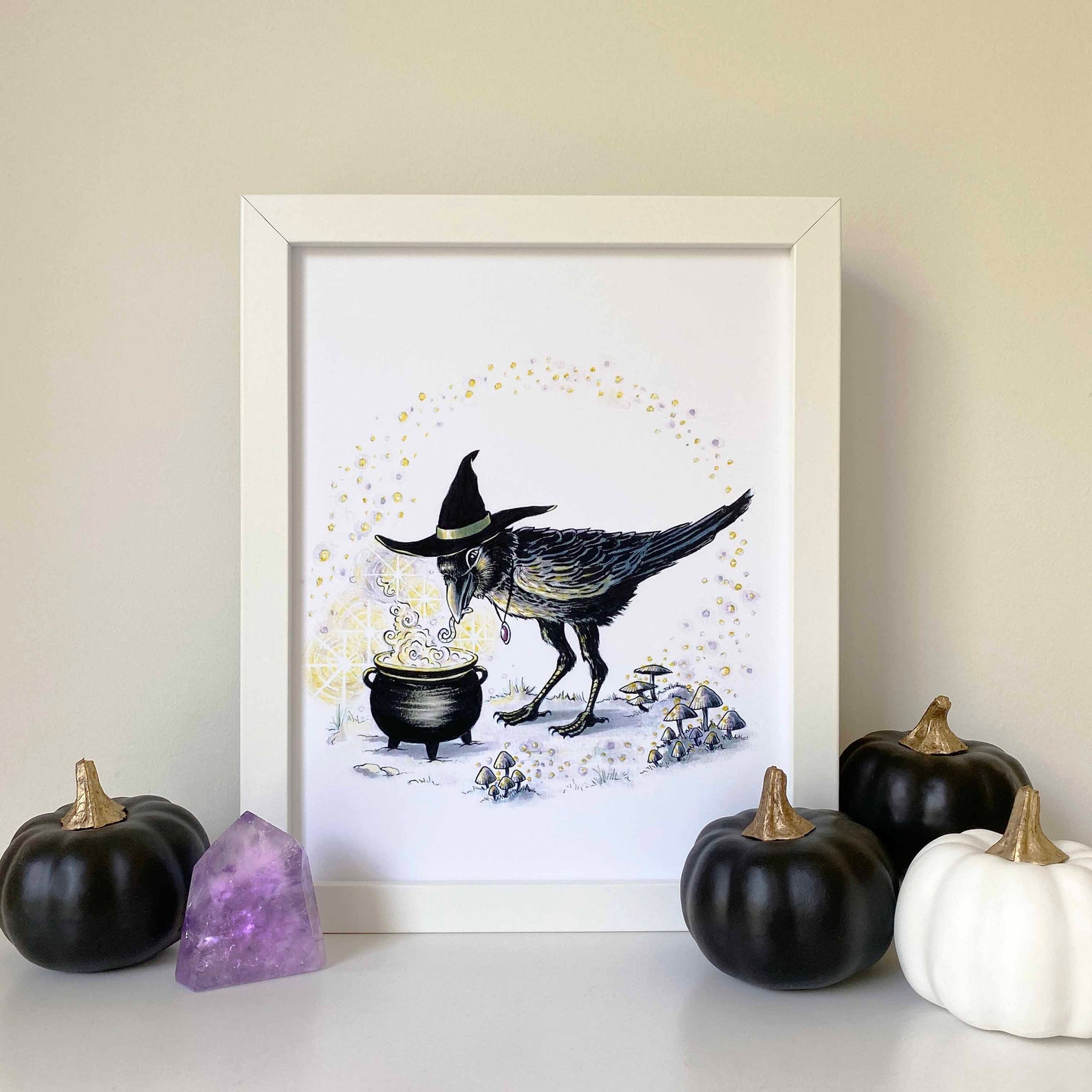 Magic Crow and Mushroom Potion Halloween Raven Wall Decor - Etsy