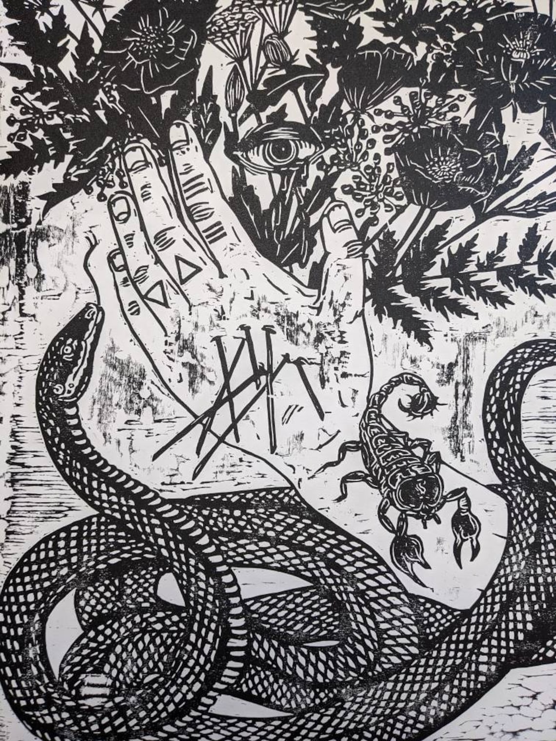 Snake and Scorpion Woodcut - Etsy