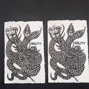 Duality Two Headed Snake Linocut - Etsy