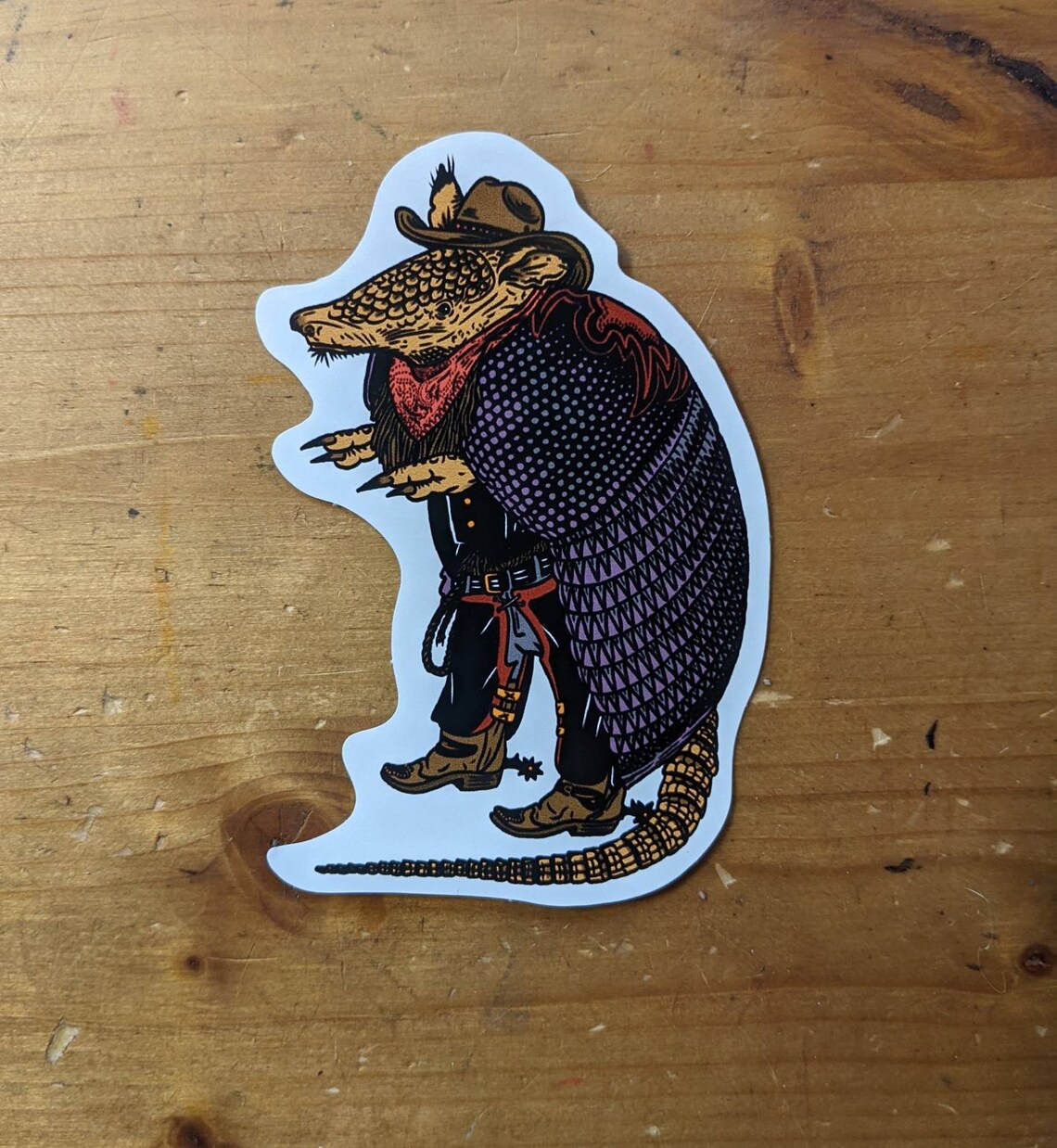 Cowboy Armadillo Archival Print Sticker - Etsy