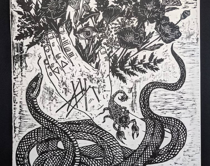 Snake and Scorpion Woodcut - Etsy