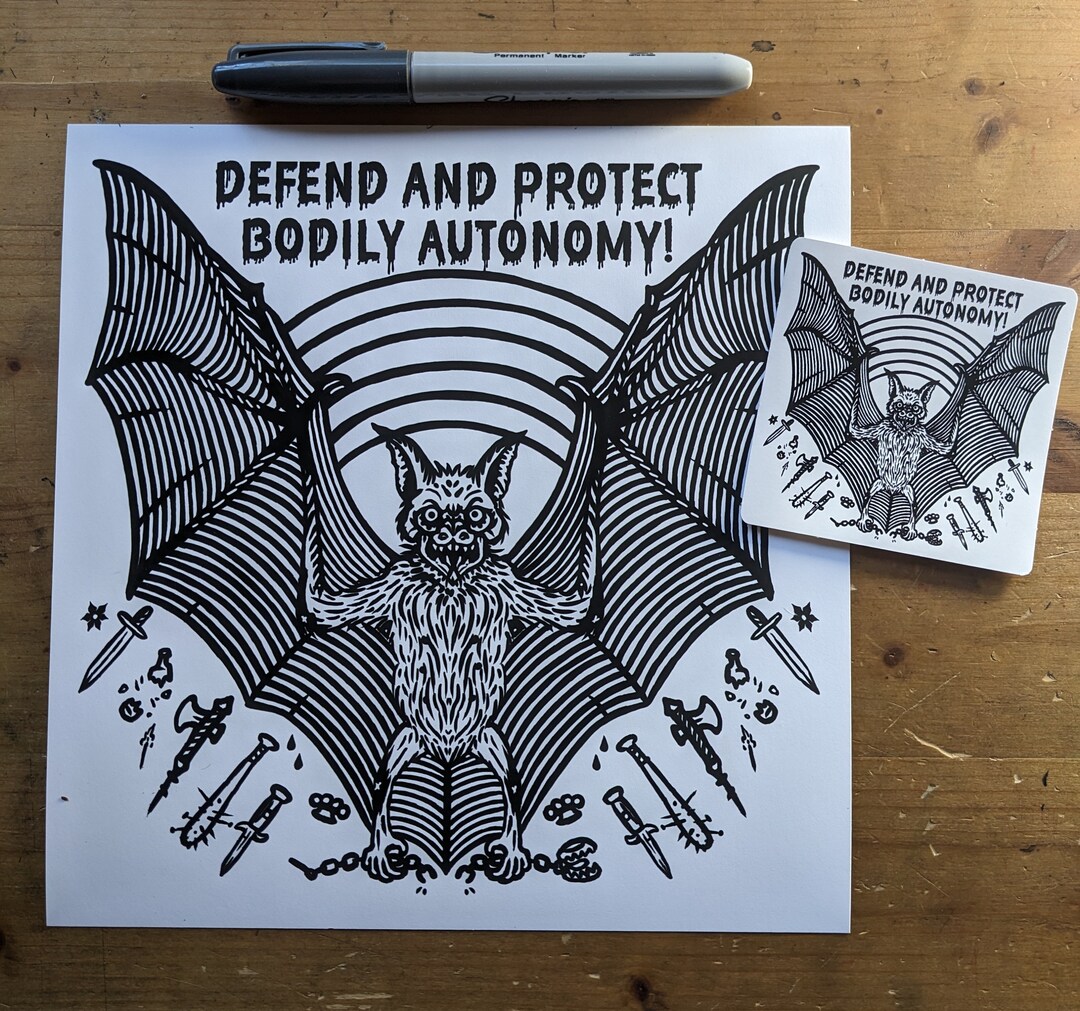 Bodily Autonomy Bat Archival Print + Sticker Donation - Etsy