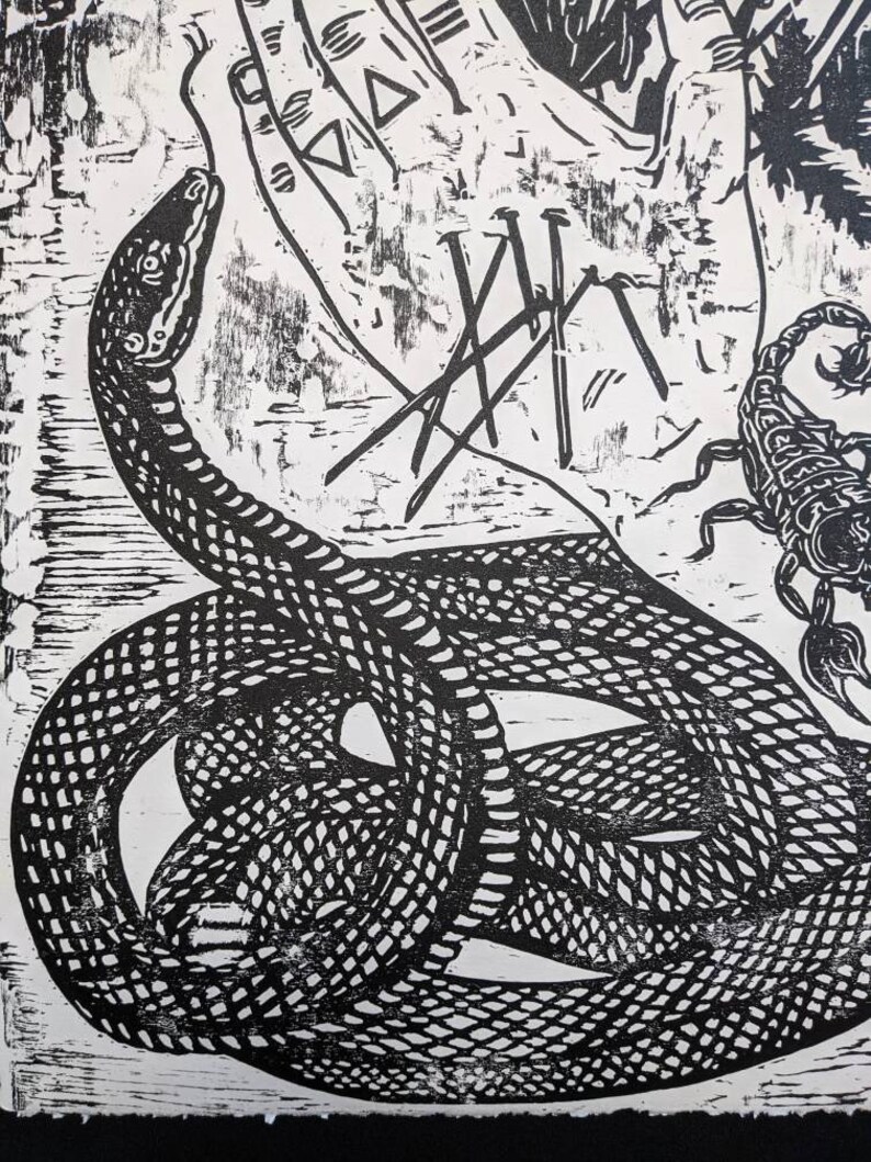 Snake and Scorpion Woodcut - Etsy
