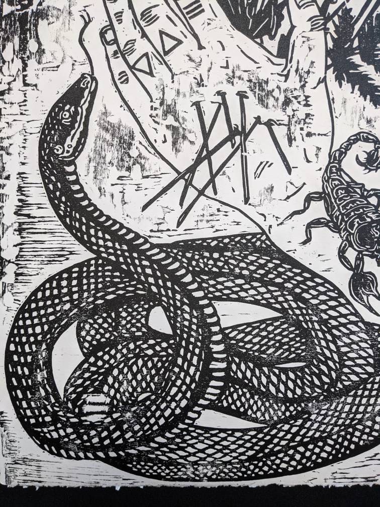 Snake and Scorpion Woodcut - Etsy Sweden