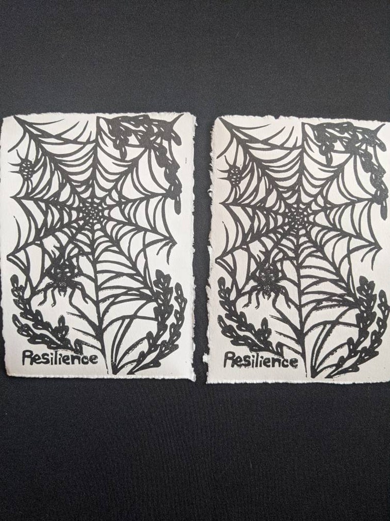 Resilience Spider Linocut Print | Etsy