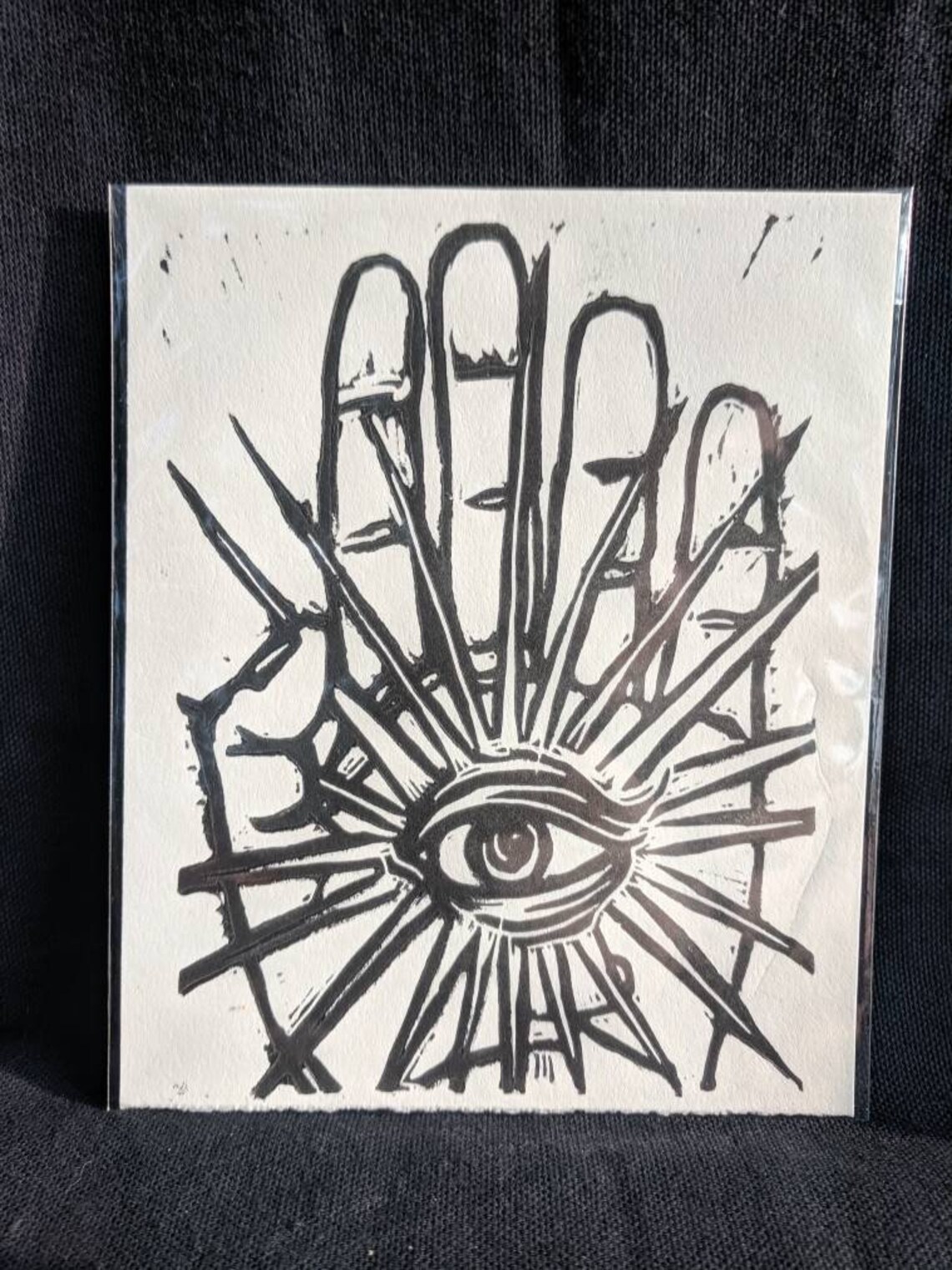 Hand and Eye Linocut Print - Etsy