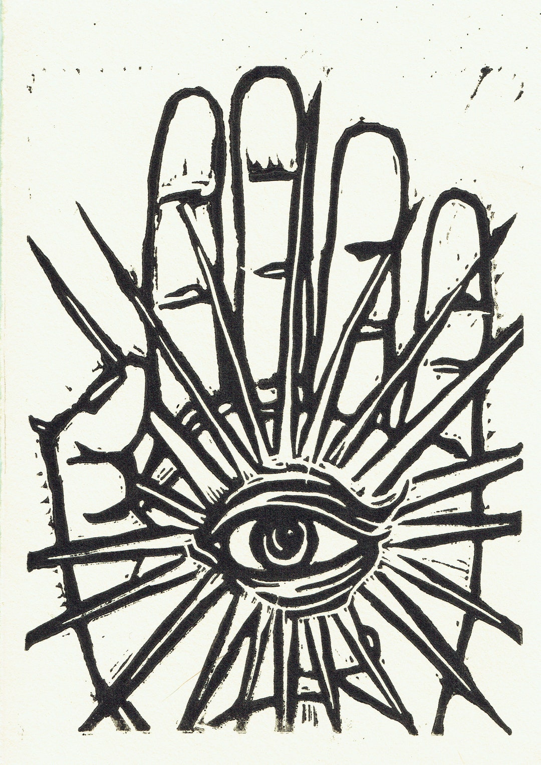 Hand and Eye Linocut Print - Etsy