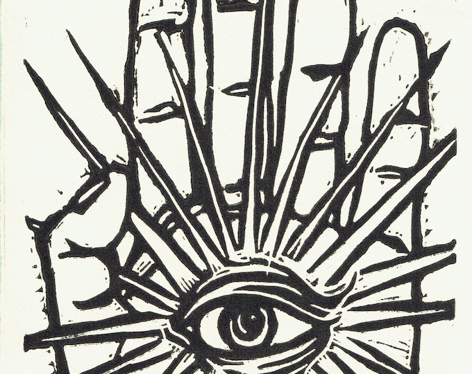 Hand and Eye Linocut Print - Etsy