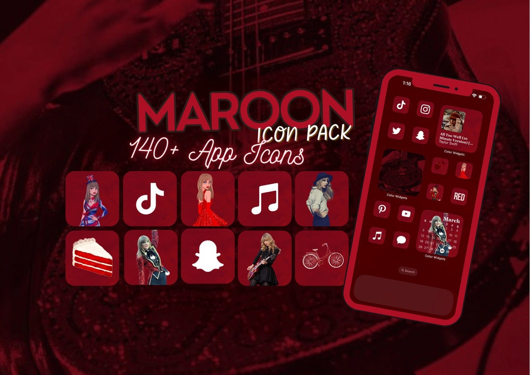 Maroon App Icons for Iphone, Ipad, Android, Custom Widgets, Phone Theme ...