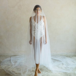 ST008 Extra Wide Long Drop Veil Two Tier Soft Wedding Veil With Long ...