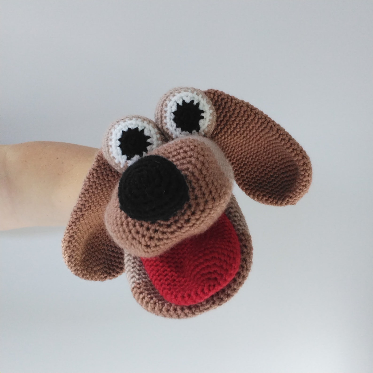 Crochet Pattern for a Dog Hand Puppet, Amigurumi Puppy Puppet Pattern ...