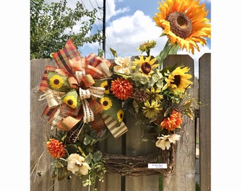 Square fall wreath | Etsy