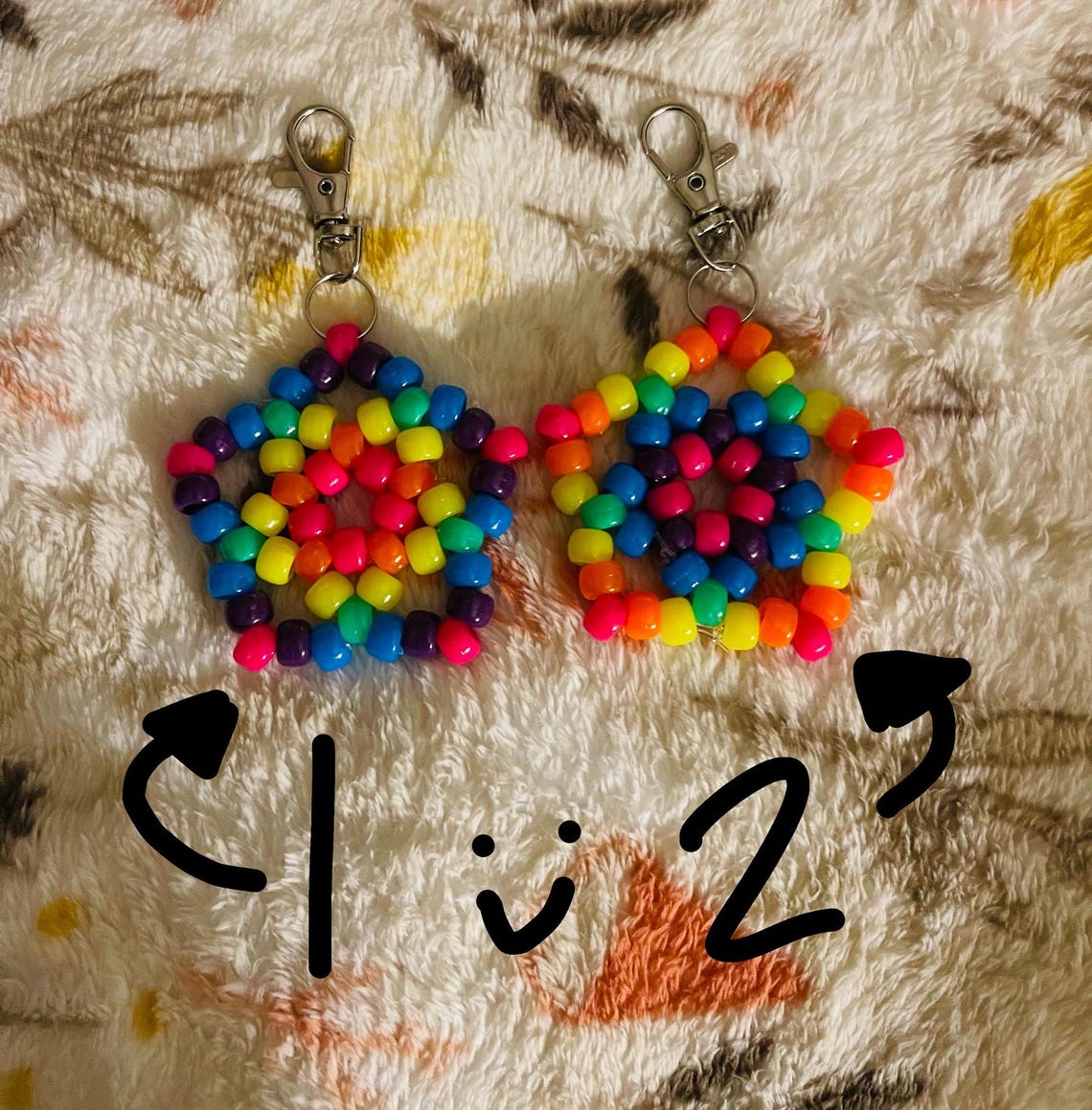 Scenecore Rainbow Kandi Star Keychain - Etsy