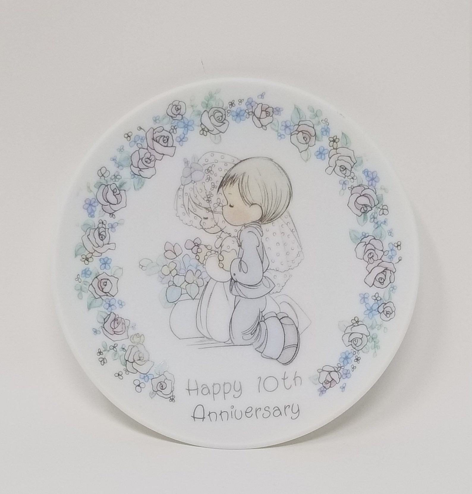 Precious Moments, Happy 10th Anniversary Mini-plate, ©1989 Samuel J ...