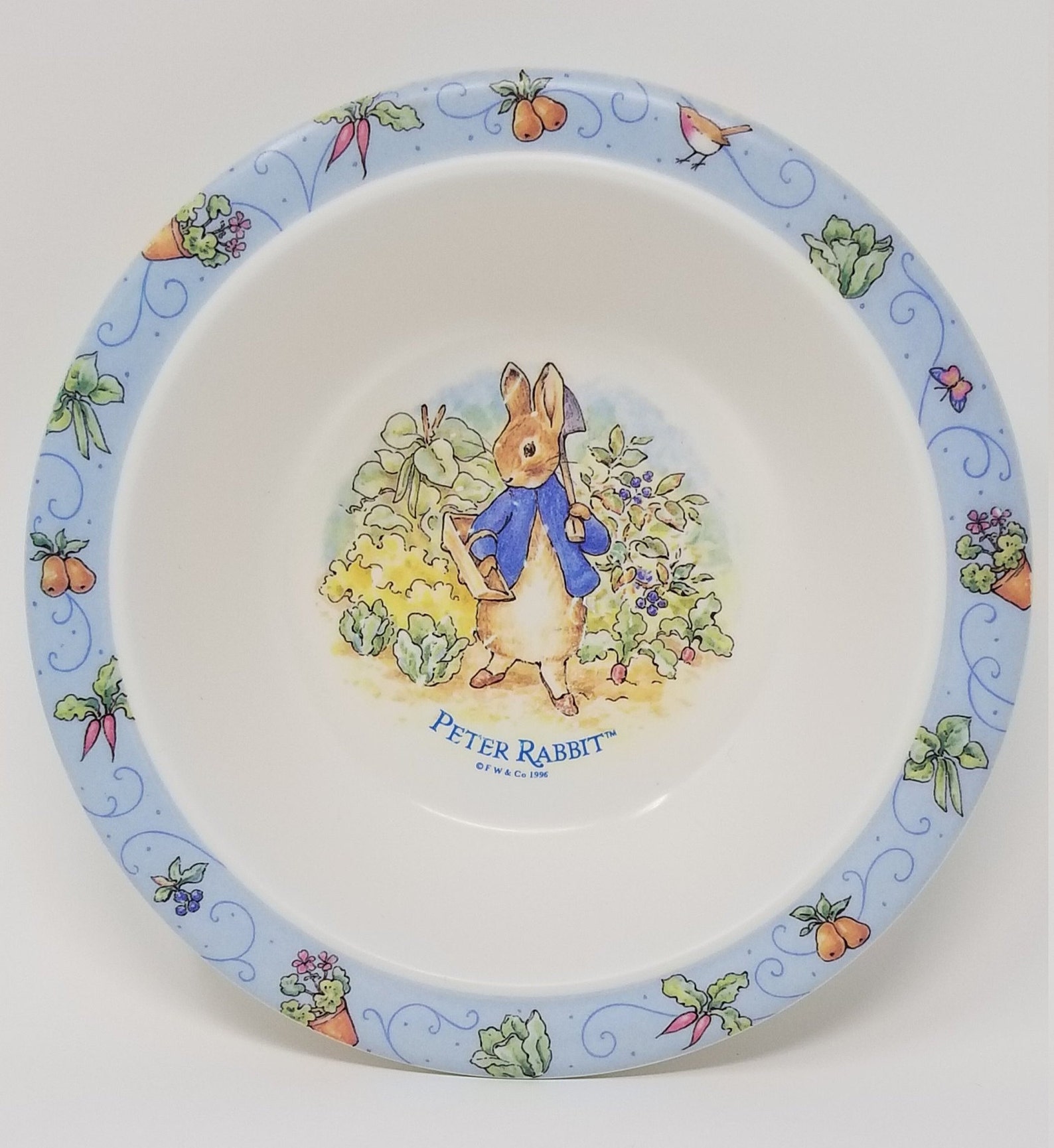 Peter Rabbit bowl Melamine Rim decorated in flowers | Etsy