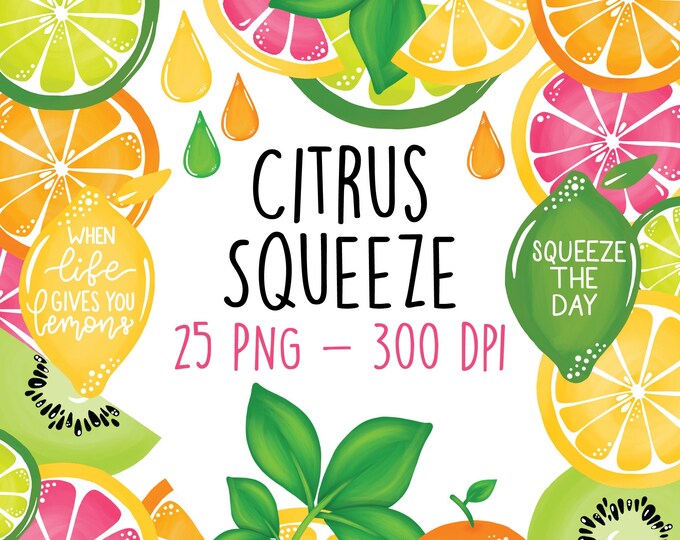 Fruit Clip Art Fruit Clipart Digital Clip Art Set Citrus Fruit Wall Art ...