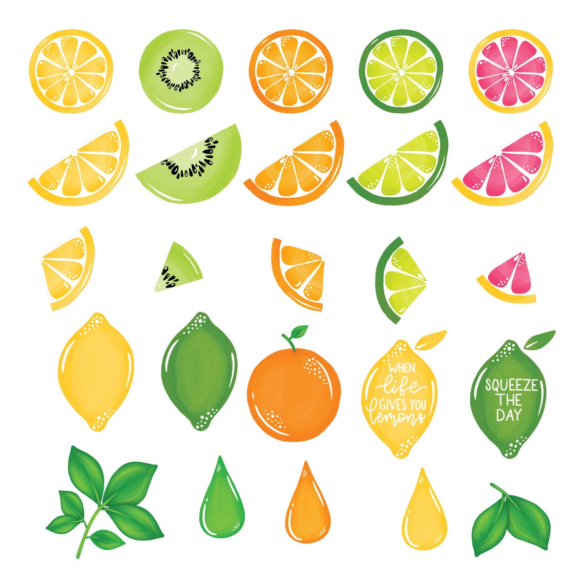 Fruit Clip Art Fruit Clipart Digital Clip Art Set Citrus | Etsy