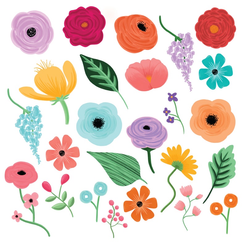 Wildflower Clip Art Wildflower Clipart Digital Clip Art - Etsy