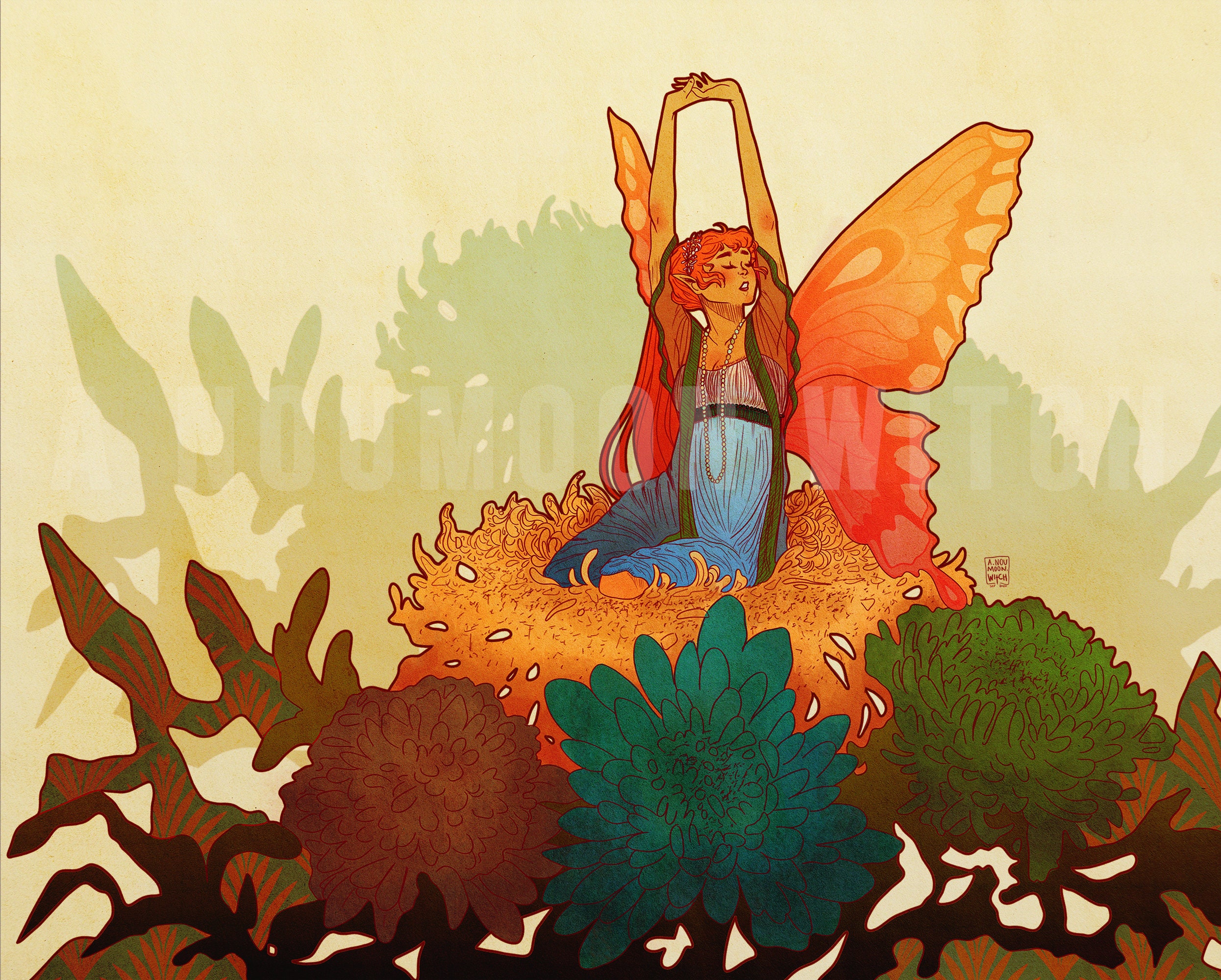 November Fairy Art Print Art Nouveau Vintage Fairies | Etsy