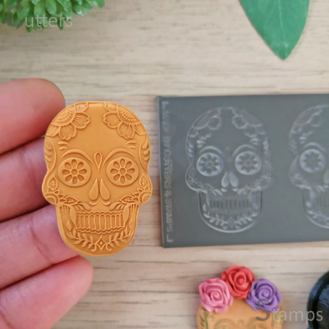 SUGAR SKULL Texture Mat for Polymer Clay | Clay Pattern Stamps ...