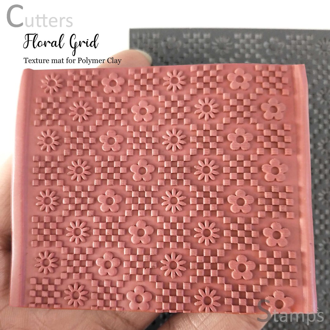 FLORAL CHECKER Texture Mat for Polymer Clay | Clay Pattern Stamps ...