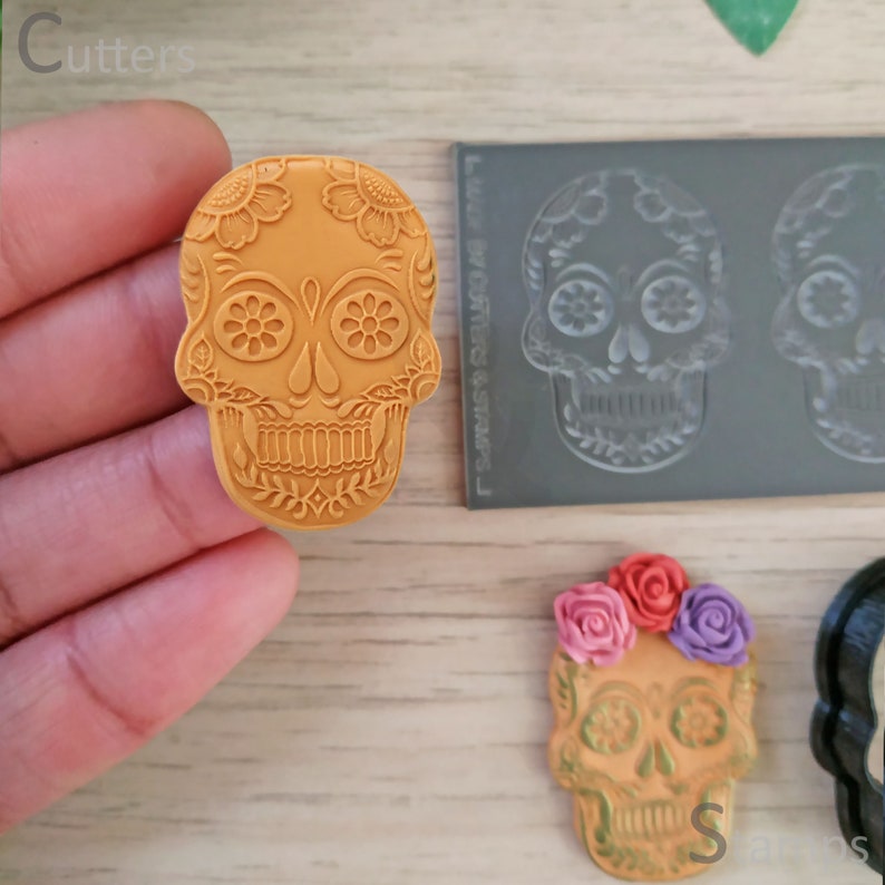 SUGAR SKULL Texture Mat for Polymer Clay Clay Pattern Stamps - Etsy