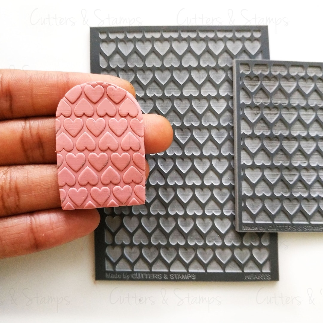 HEARTS Texture Mat for Polymer Clay | Clay Pattern Stamps | Textures ...