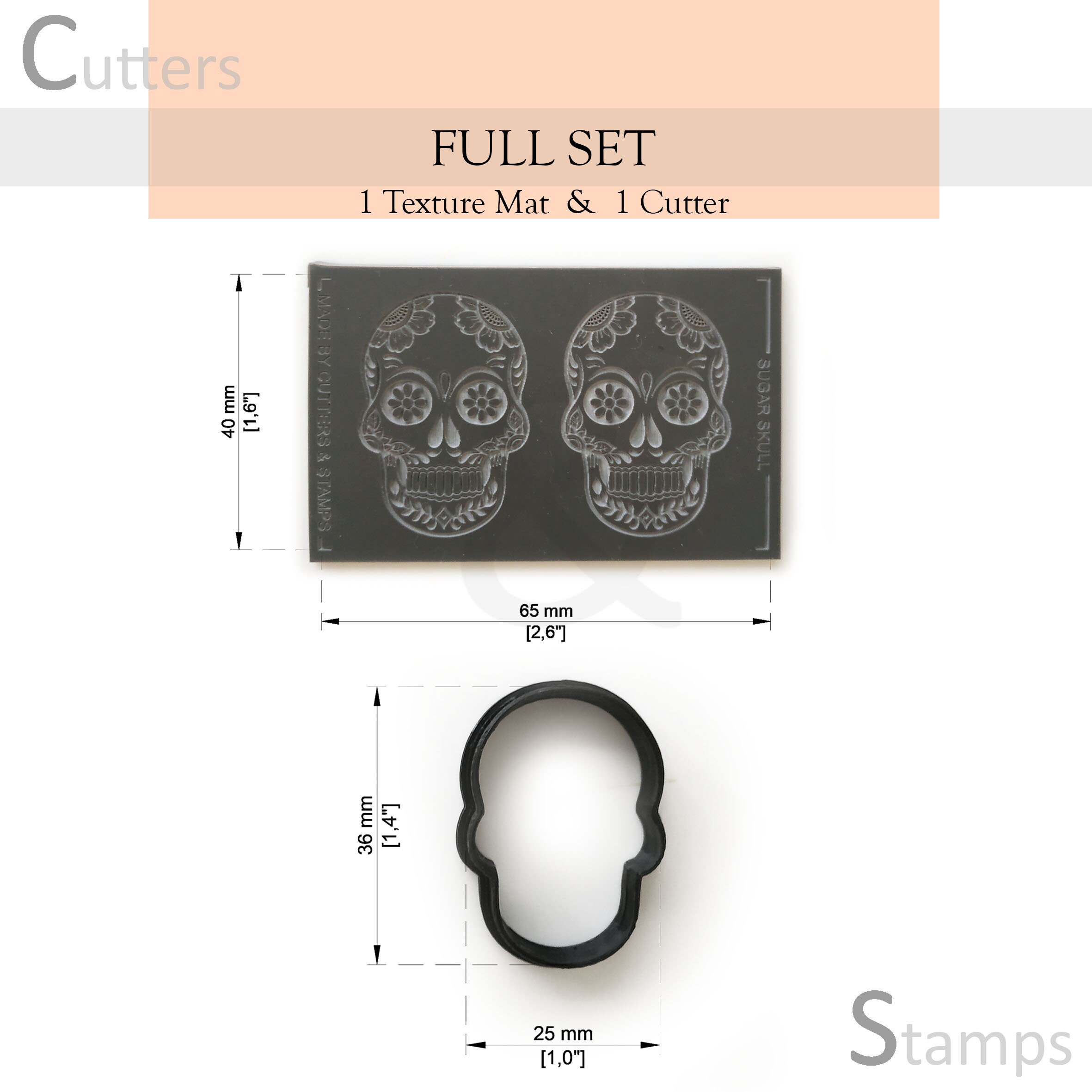SUGAR SKULL Texture Mat for Polymer Clay Clay Pattern Stamps - Etsy