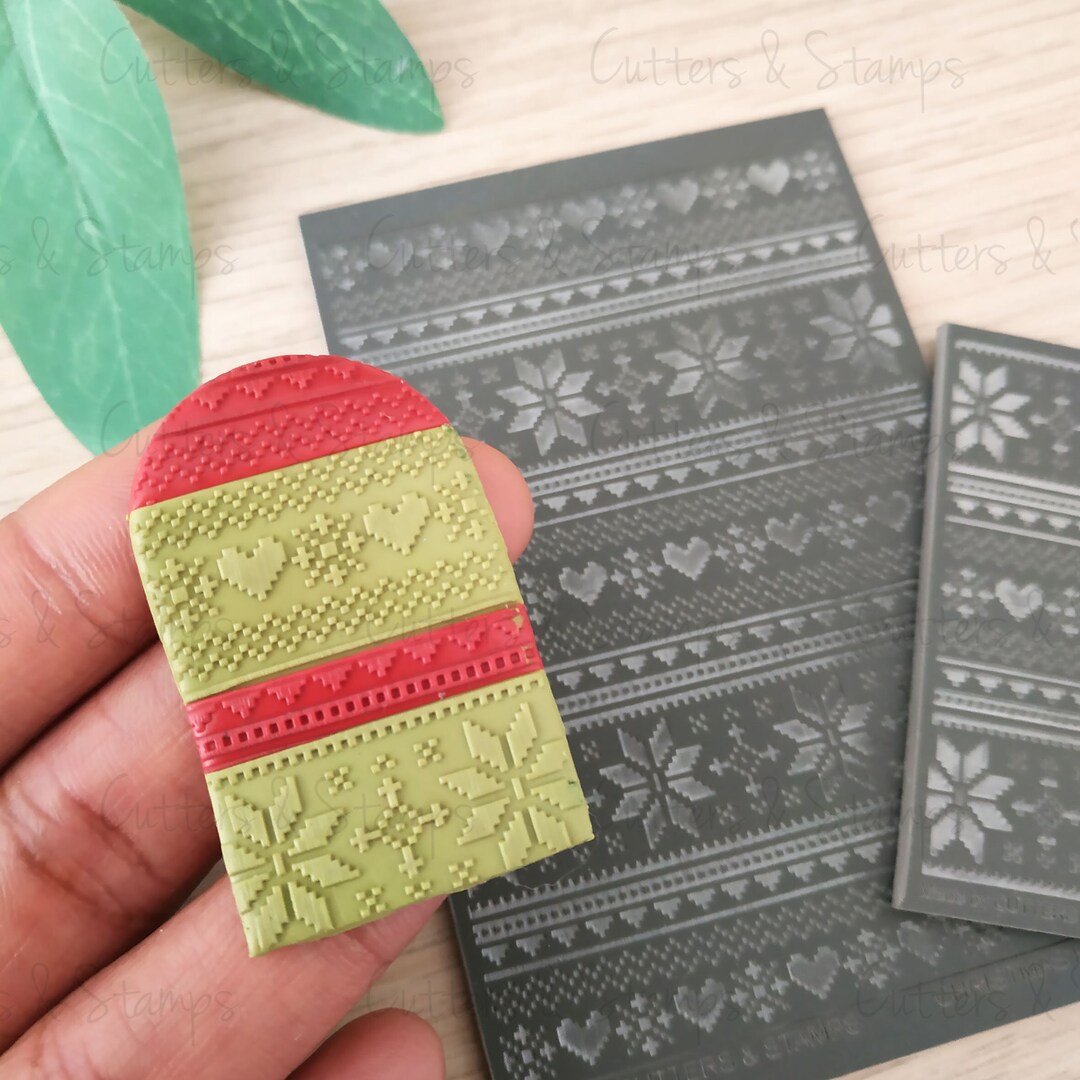 CHRISTMAS KNIT Texture Mat for Polymer Clay | Clay Pattern Stamps | Textures for Clay Imprints ...
