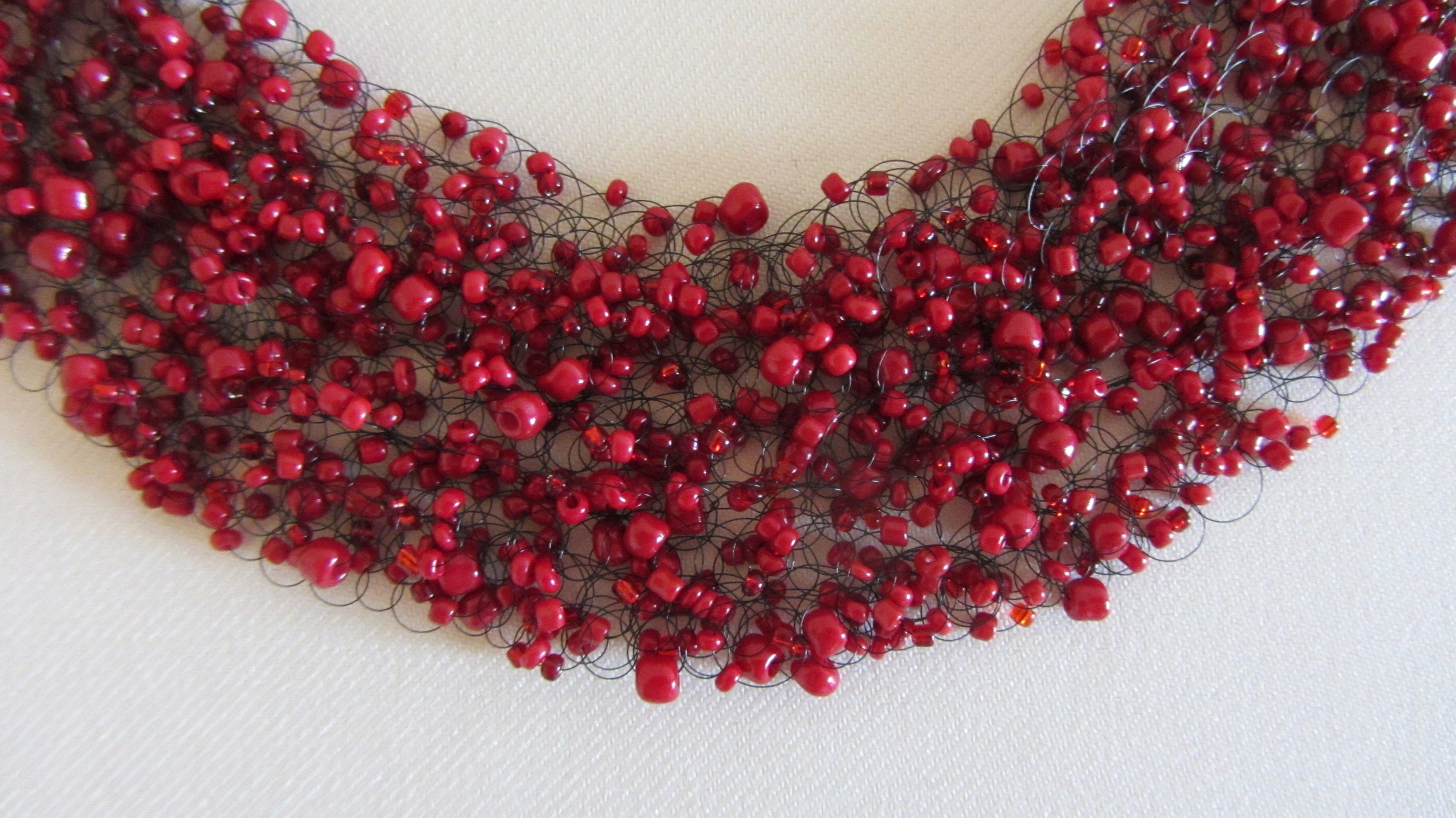 Red Chunky Necklace, Valentine's Day Jewelry, Red Statement Necklace ...