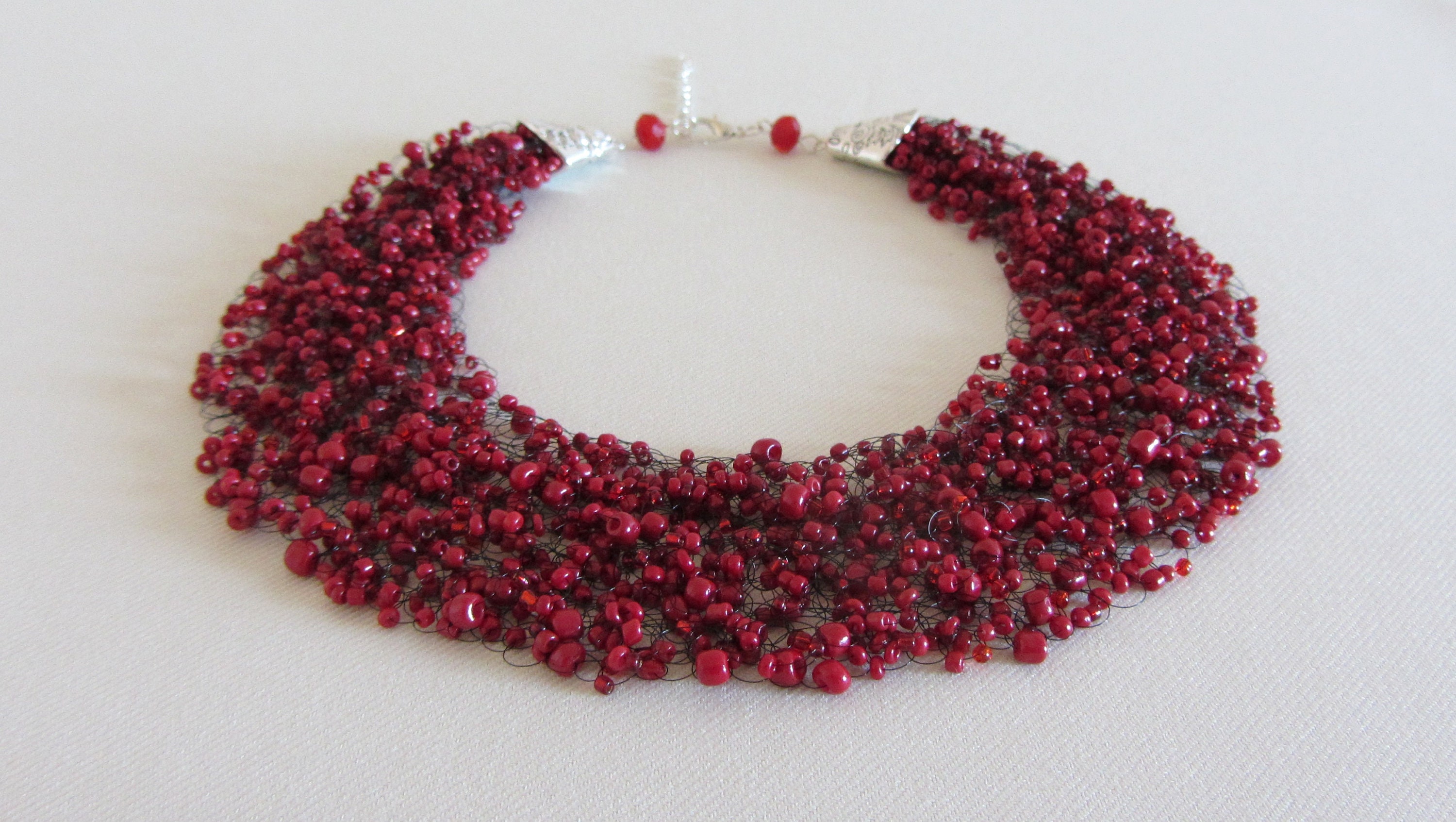 Red Chunky Necklace, Valentine's Day Jewelry, Red Statement Necklace ...